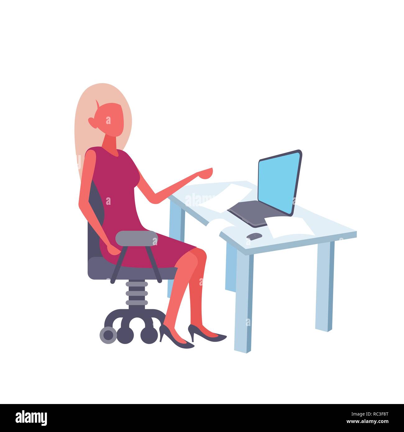 Blond Geschäftsfrau mit Laptop am Arbeitsplatz elegante Business Frau ...