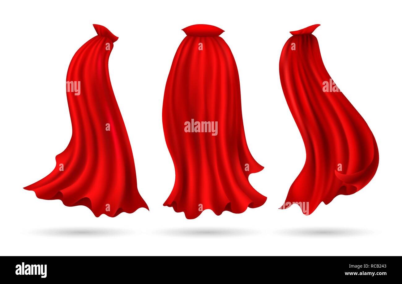 Held kap. Roten Superhelden Umhang Vector Illustration, fließende Seide ...