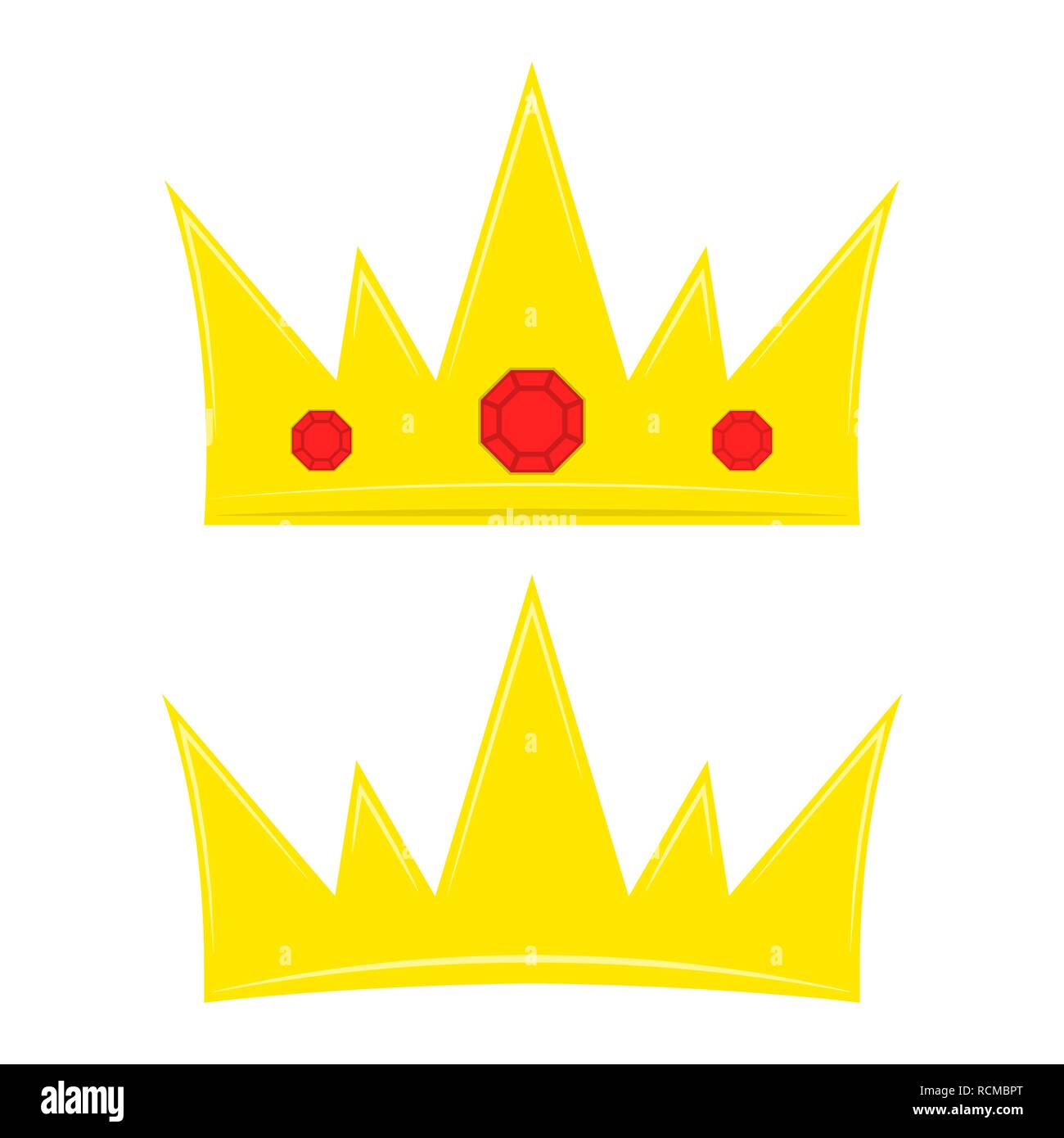 Zwei Krone Symbole im flachen Design. Vector Illustration. Golden Royal ...