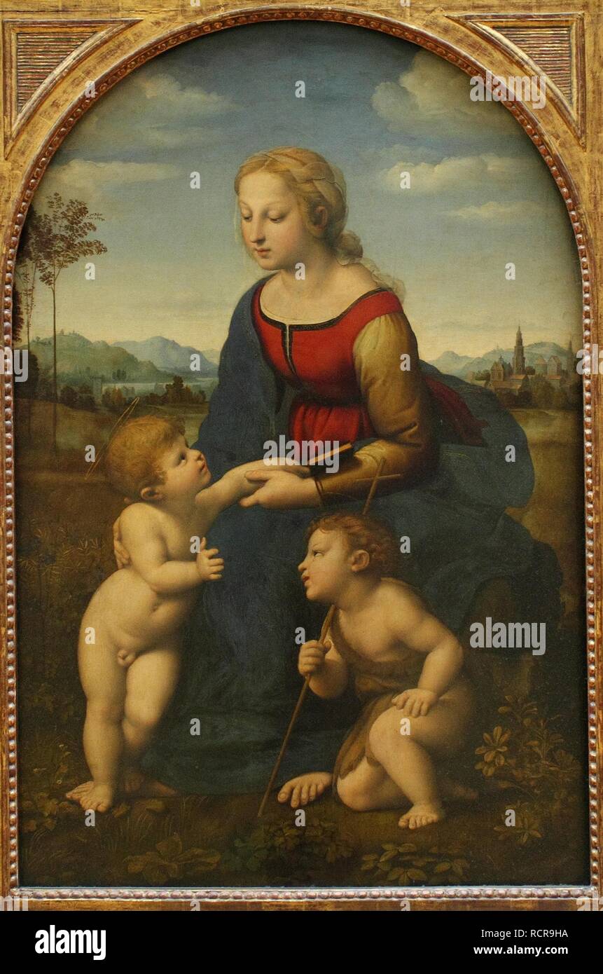 Madonna mit Kind und Heiligen Johannes dem Täufer (La Belle jardinière). Museum: Musée du Louvre ...