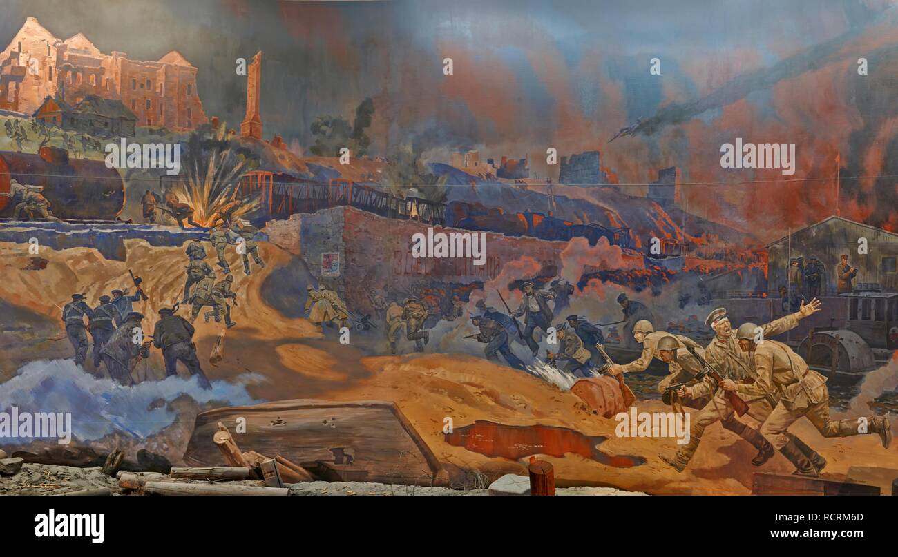 Zentralen Überquerung der Wolga (Diorama). Museum: Panorama Museum ...