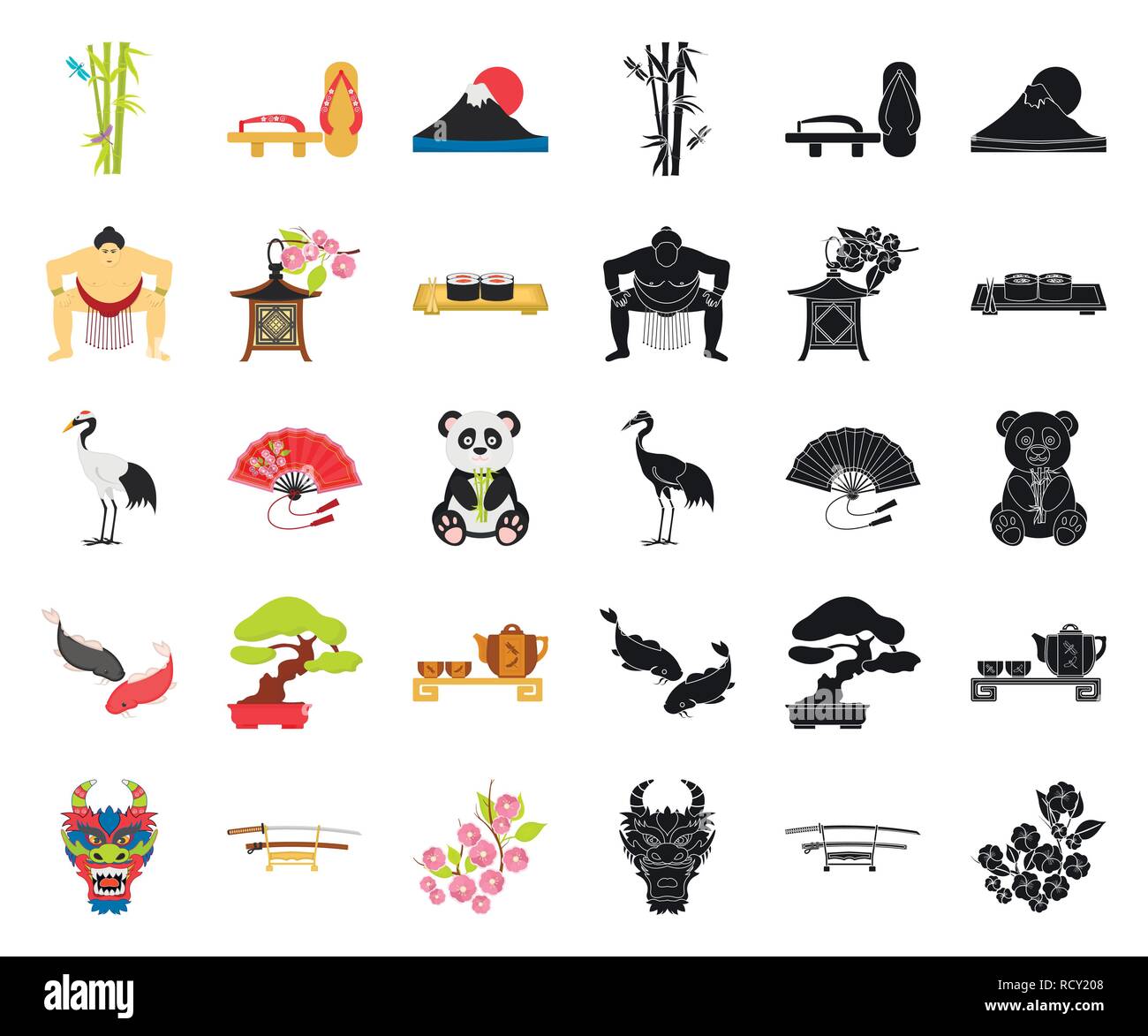 Kunst, Attribute, Bambus, Bonsai, calligrapgy, Cartoon, schwarz ...