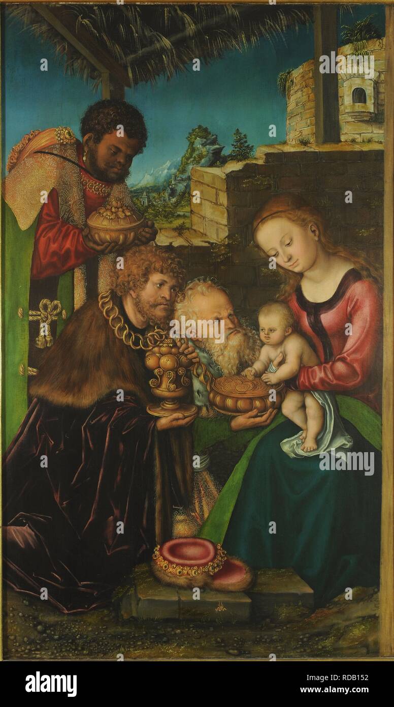 Die Anbetung der Heiligen Drei Könige. Museum: Schloss Friedenstein Gotha. Autor: Cranach, Lucas ...
