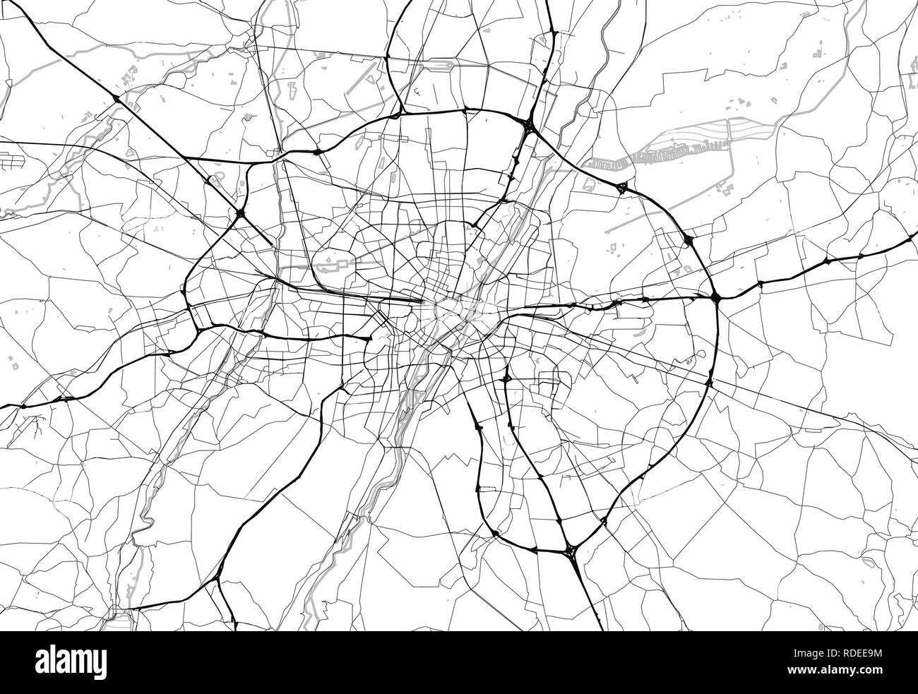 Stadtplan von München. Diese Artmap München enthält Geographie Linien ...