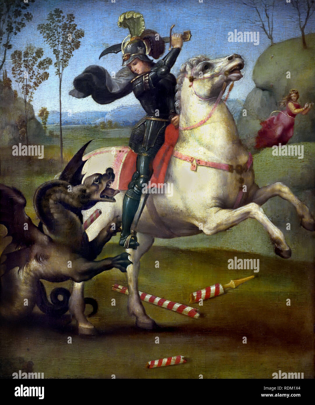 St. Georg oder St. George und der Drache von Raphael - Raffaello Sanzio ...
