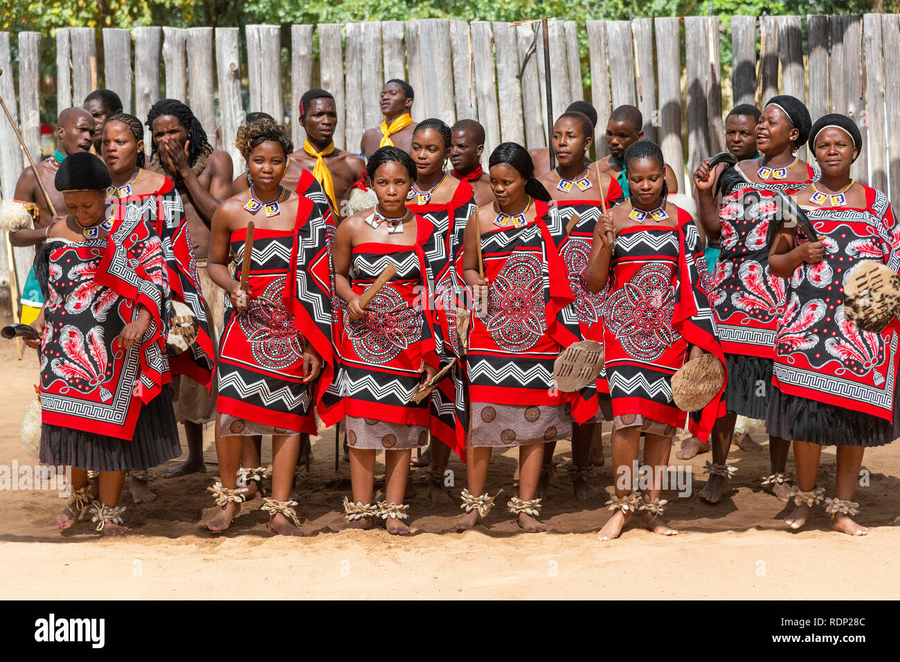 Traditionelle Swasidörfer tanzen Anzeige durch die Truppe an der ...
