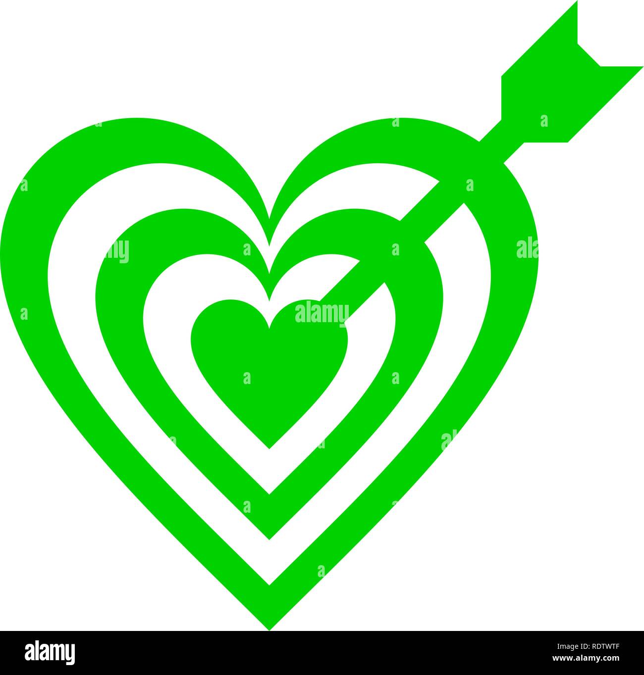 Herz mit Pfeil Symbol - Grün einfach, isoliert - Vector Illustration ...