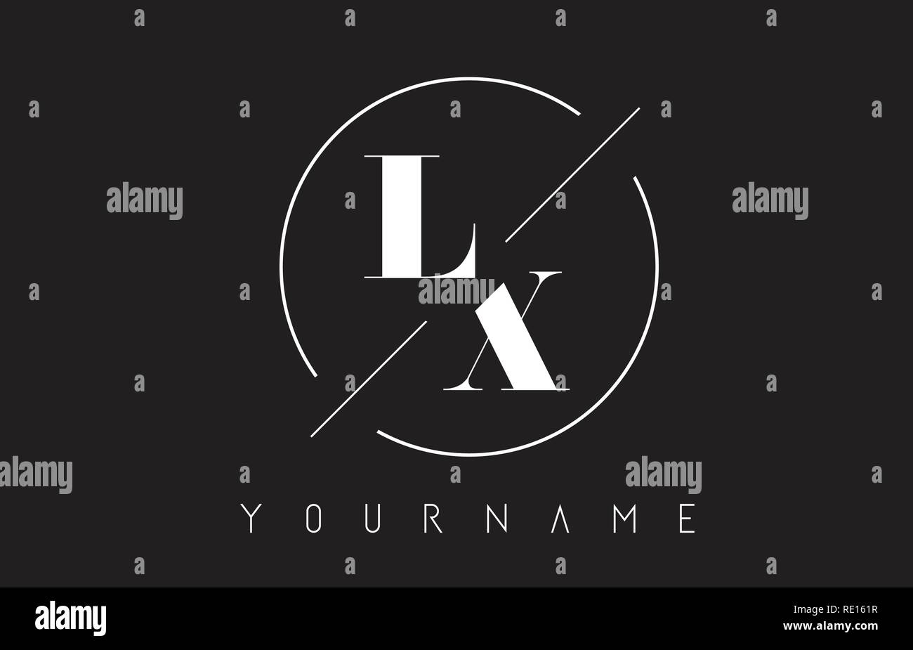 LX Schreiben Logo mit geschnittenen und Schnitt Design und runden ...