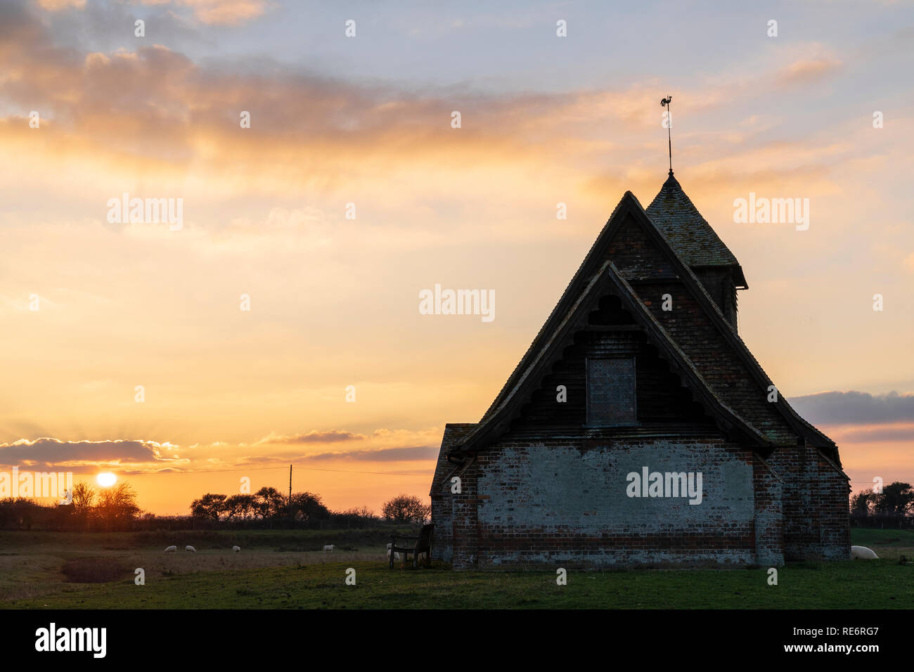 Der hl. Thomas Becket Kirche im Fairfield, Kent in Romney Marsh ...