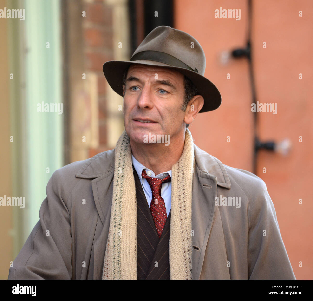 Darsteller am Set der Dreharbeiten der TV-Serie im Dorf Grantchester in ...