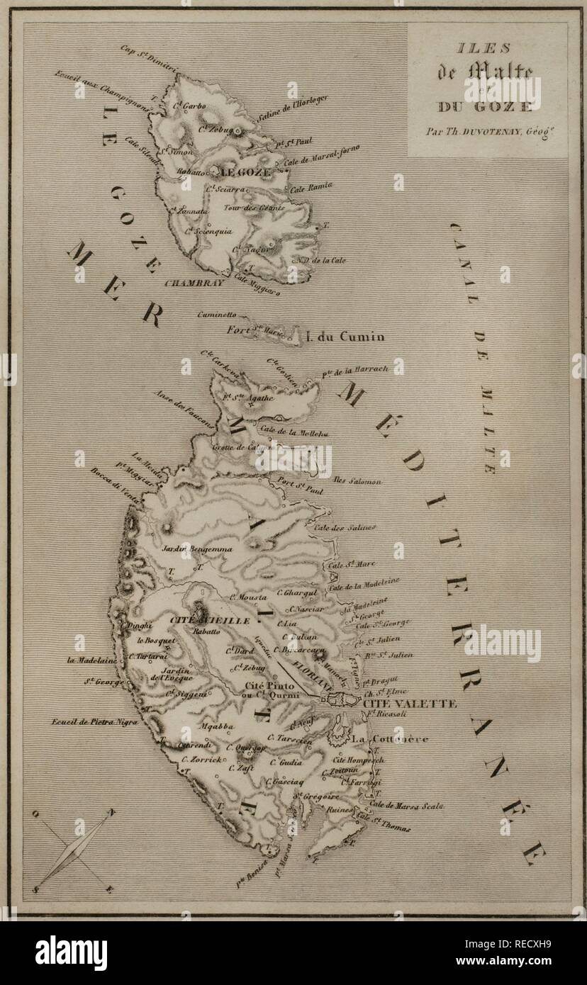 Mapa de las Islas de Malta y el Gozo, por Duvotenay. Panorama Universal ...