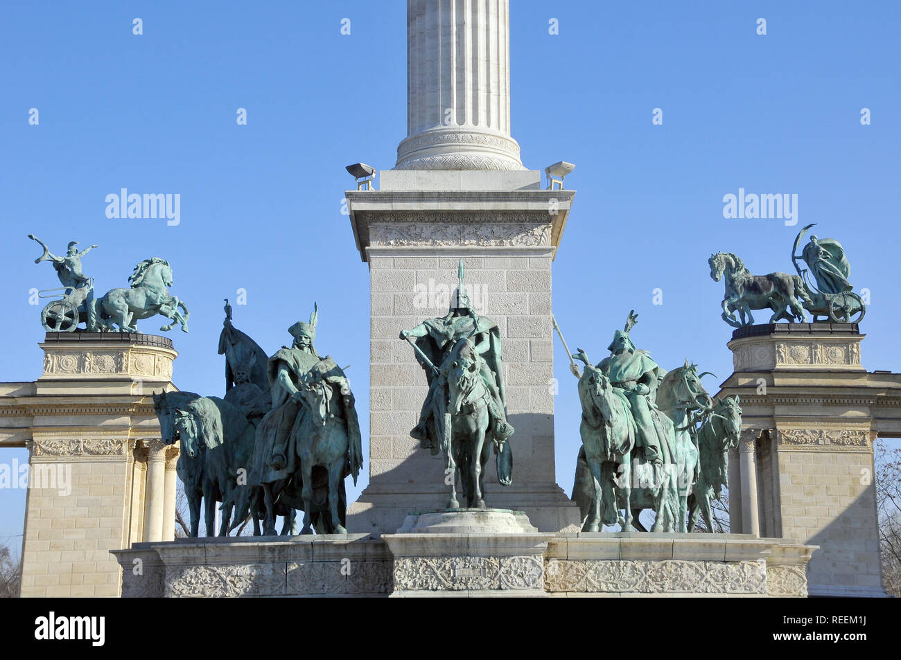 Der Heldenplatz ist einer der wichtigsten Plätze in Budapest, Ungarn ...