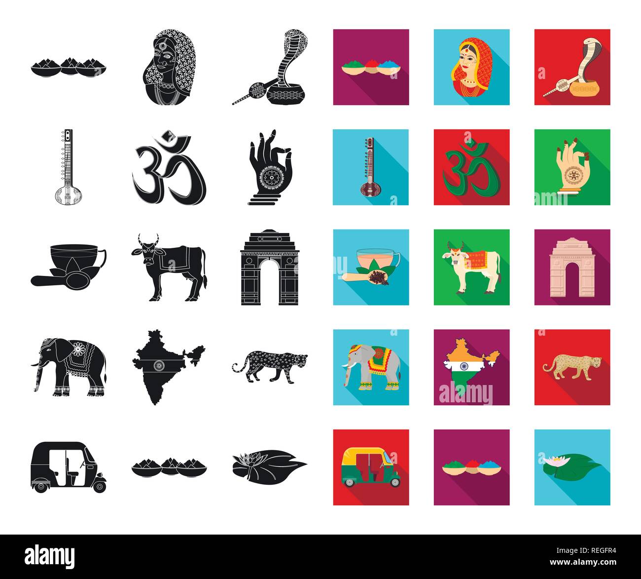 Attribute, Aum, schwarz, flach, Charakter, Sammlung, Land, Kuh, Kultur ...