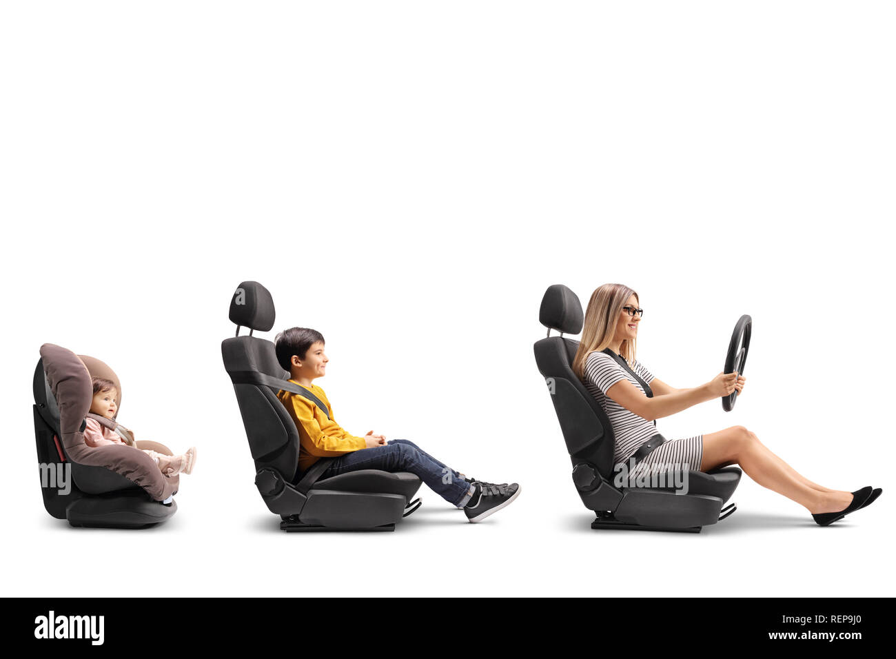 Mutter tochter road trip sitzend auto Ausgeschnittene Stockfotos und ...