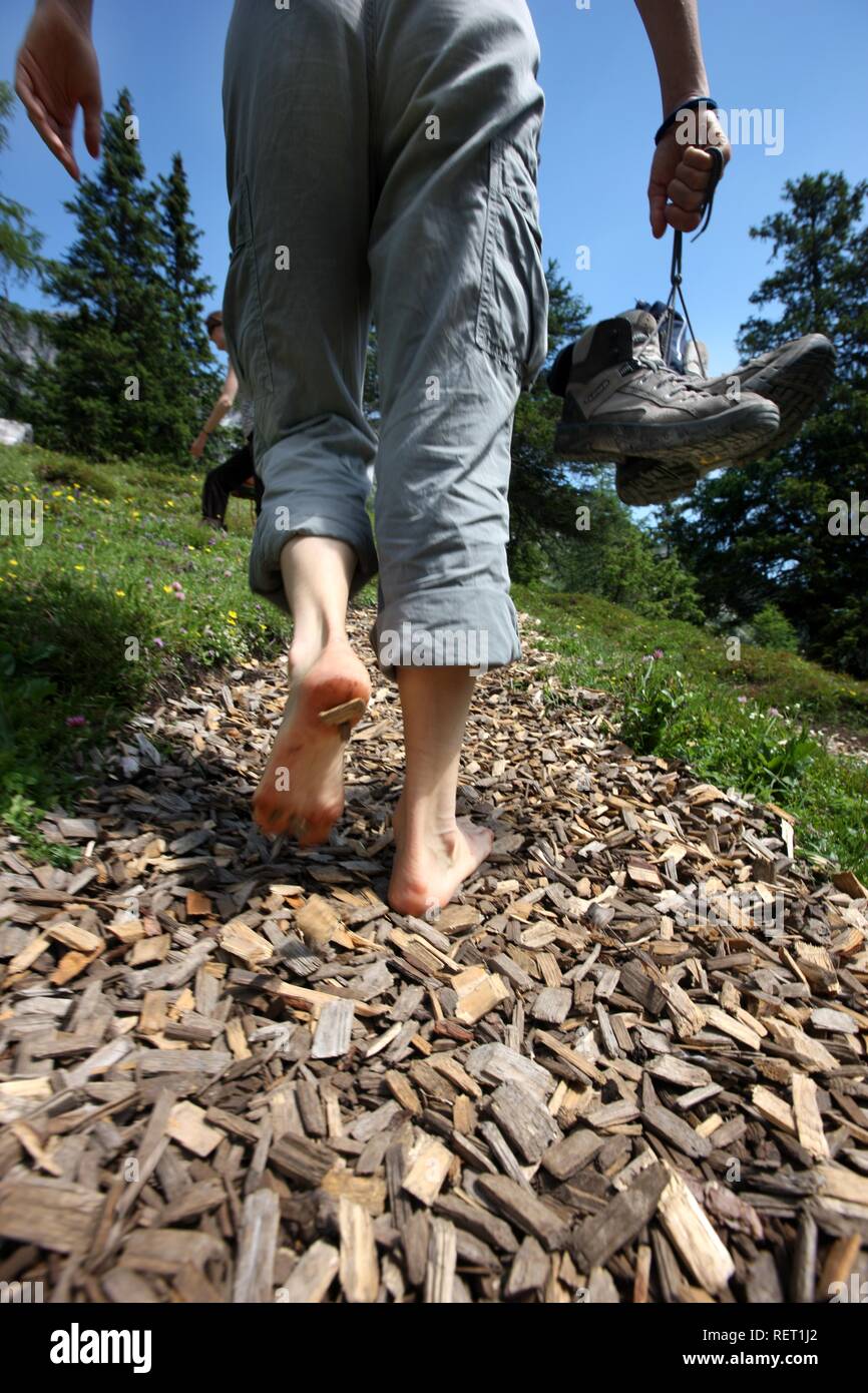 Beine eines Barefoot Wanderer, Abenteuer Wanderweg, Barfuß-Wanderweg ...