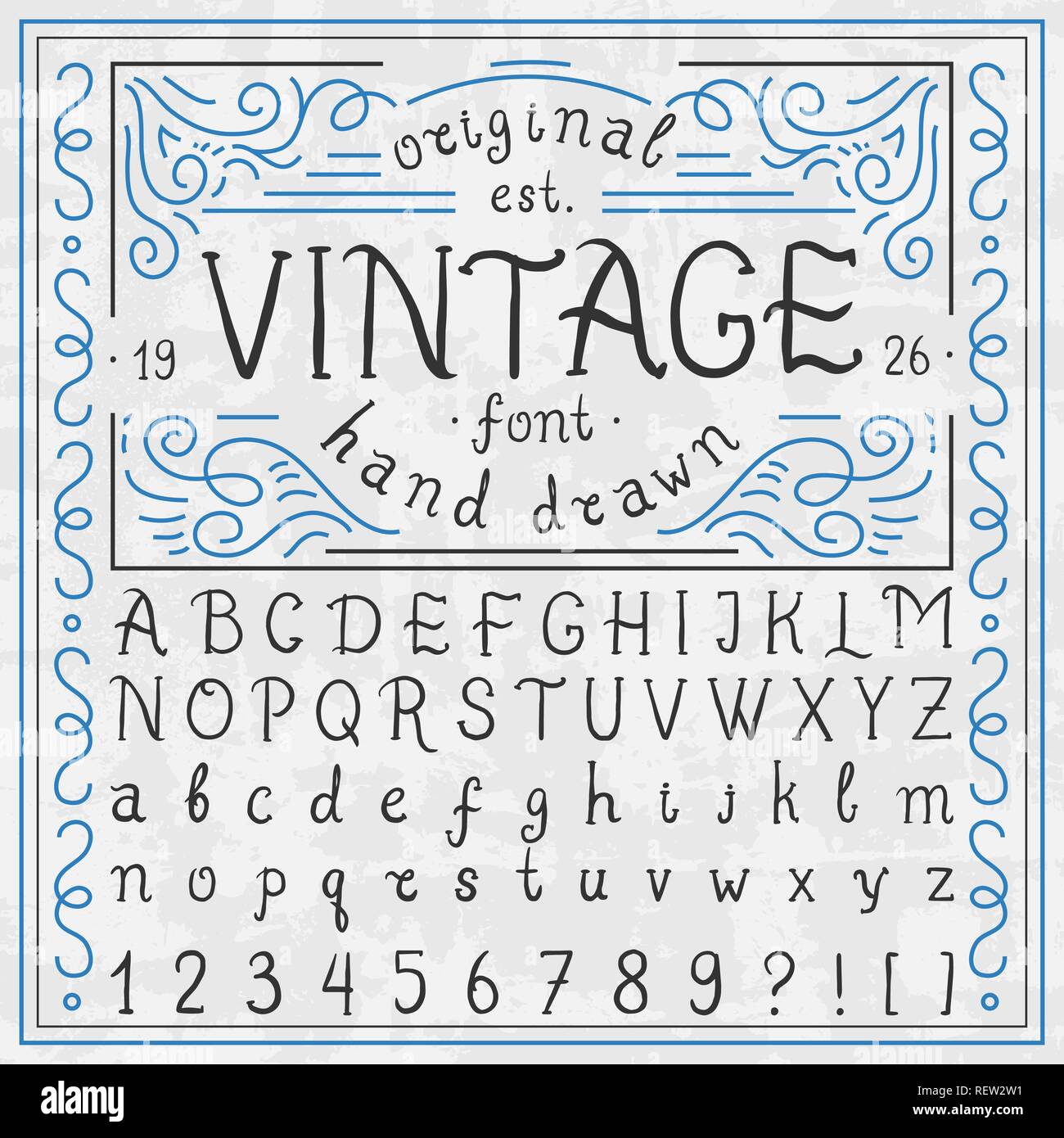 Vintage whiskey Font. Handschriftliche Buchstaben des Alphabets ...