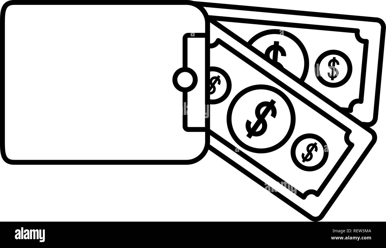 Geldscheine und Mappe mit weißem Hintergrund, Vector Illustration Stock ...