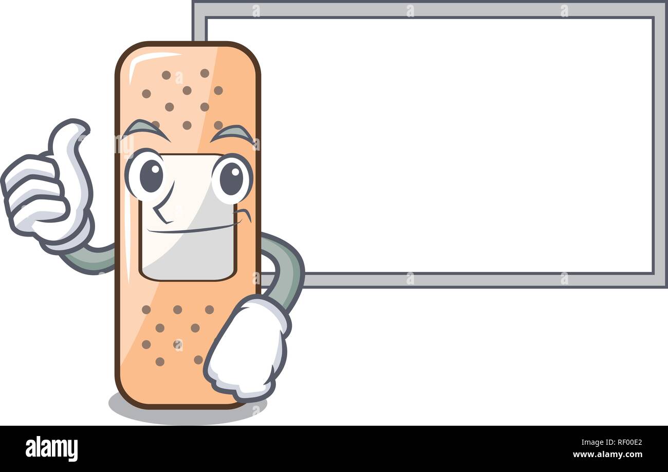 Daumen hoch mit board Pflaster auf der Cartoon Form Stock-Vektorgrafik ...