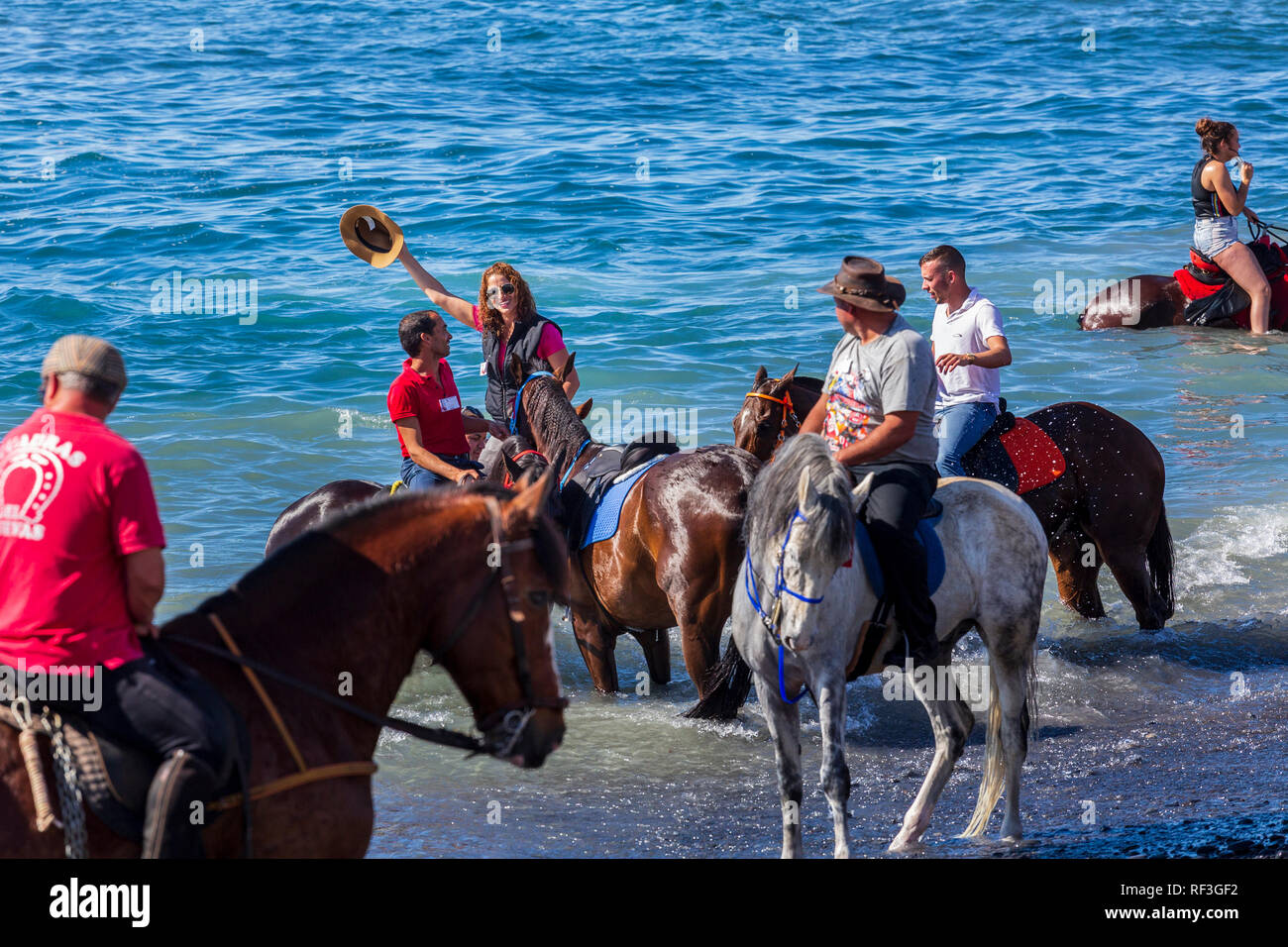Playa Enramada, La Caleta, Costa Adeje, Teneriffa. 20. Januar 2019. Die jährlichen Baden der ...