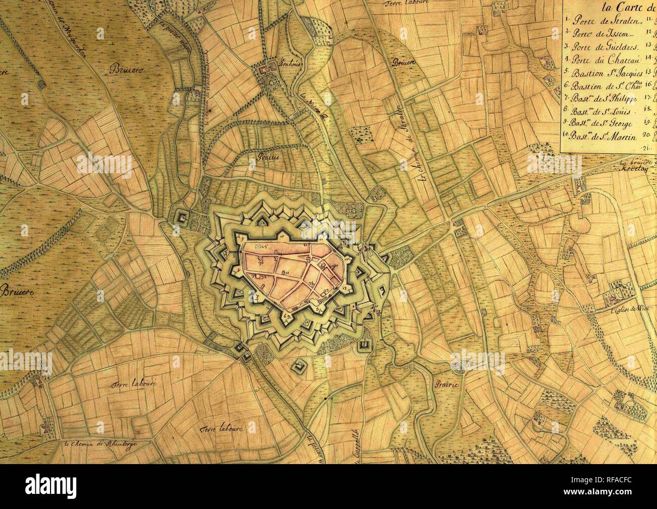 Plattegrond van Geldern, Ca. 1701-1715. Plan de la Ville de Gelderland ...