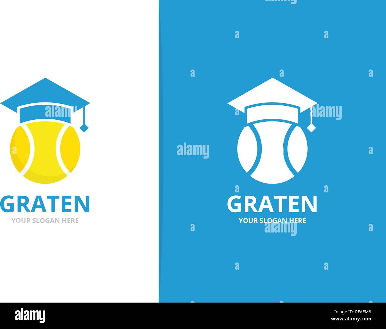 Vektor Tennis und Absolvent hat logo Kombination. Spiel und Studie ...