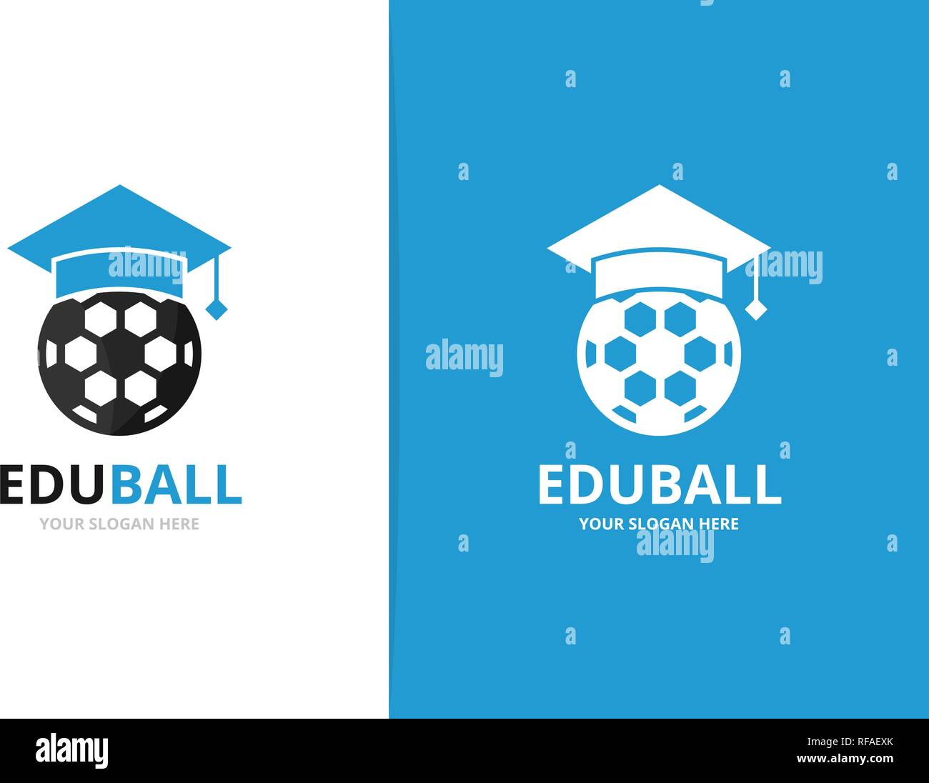 Vektor Absolvent hat und Fußball logo Kombination. Studie und Kugel ...