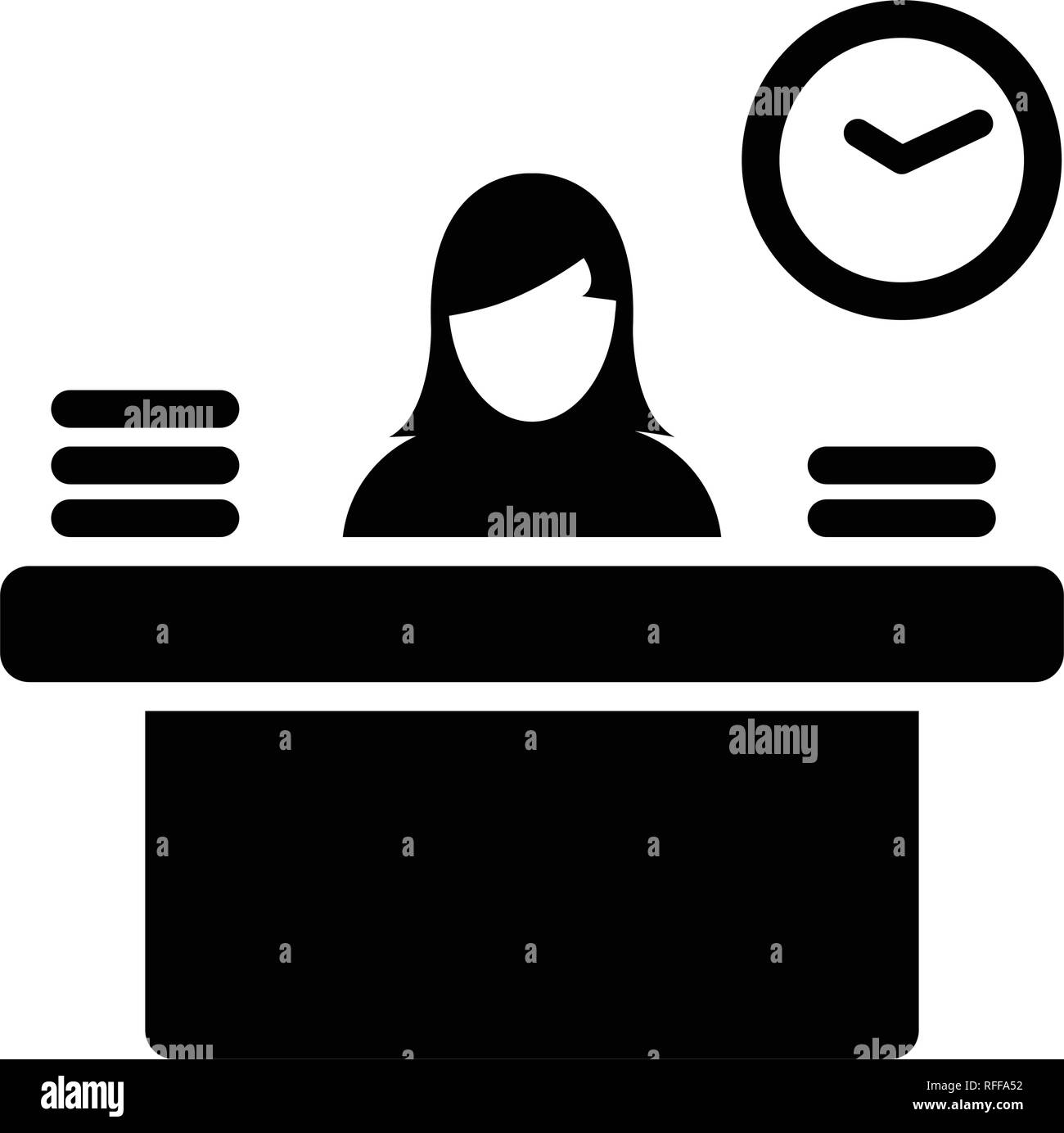 Mitarbeiter Symbol Vektor weibliche Person avatar Symbol mit Tisch für ...