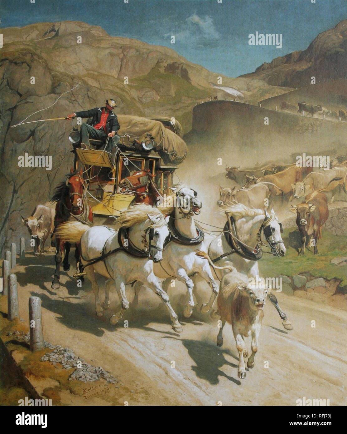 Rudolf Koller - Gotthard Post, 1873.jpg-Rfj 73 J Stockfotografie - Alamy