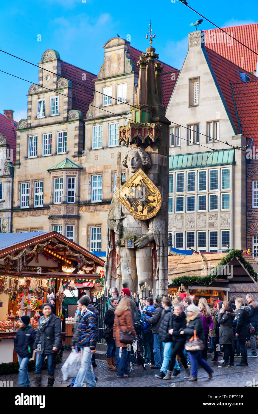 Der Bremer Roland, Weihnachtsmärkte, Bremen, Deutschland, Europa ...