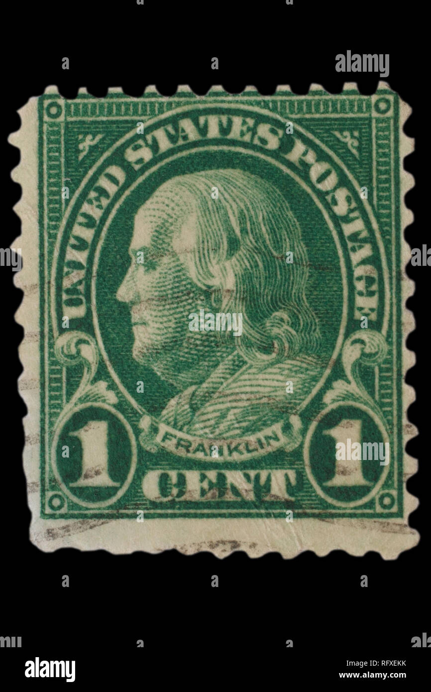 UNITED STATES - circa 1920s: Vintage US 1 Cent Briefmarke mit Porträt ...