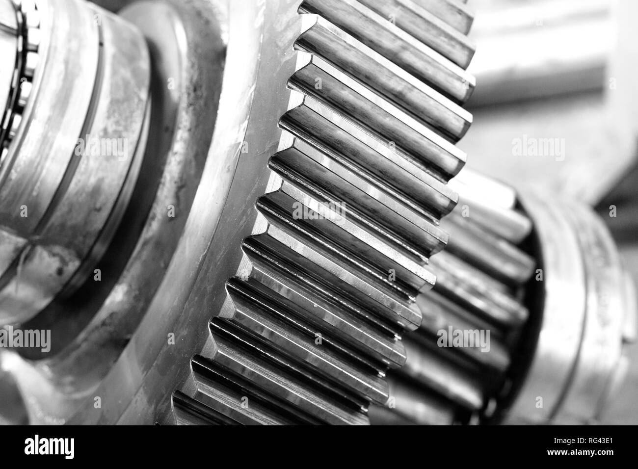 Zahnrad einer großen Getriebe, Detail der Zahneingriff mechanisiert ...
