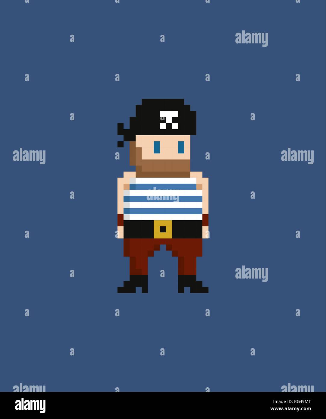 Pixel-art Vector Illustration - 8 bit Pirat im Matrosenanzug und ...