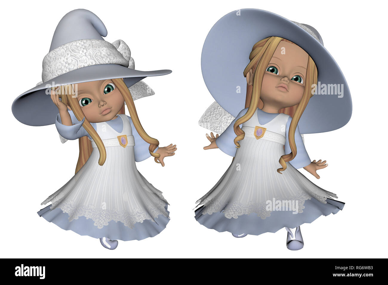 Cartoon weiße Hexe auf Weiß, 3D-Render isoliert Stockfotografie - Alamy