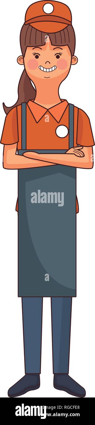 Restaurant Kellnerin Cartoon Stock-Vektorgrafik - Alamy