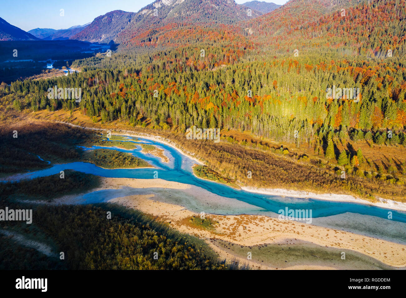 Deutschland, Lenggries, Isarwinkel, Luftaufnahme von Isar Sylvenstein ...