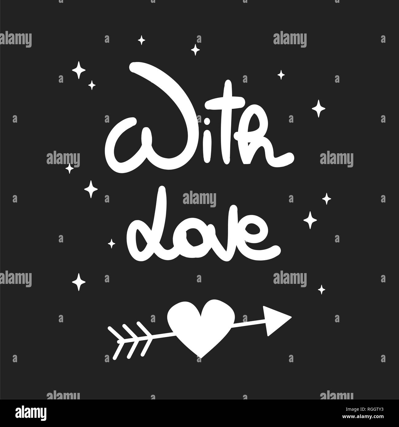 Süße weiße Hand gezeichnet Schriftzug mit Liebe Text auf schwarzem ...