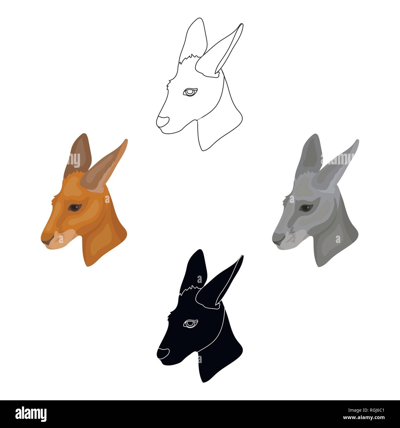 Kangaroo Symbol in Cartoon Design auf weißem Hintergrund. Realistische ...