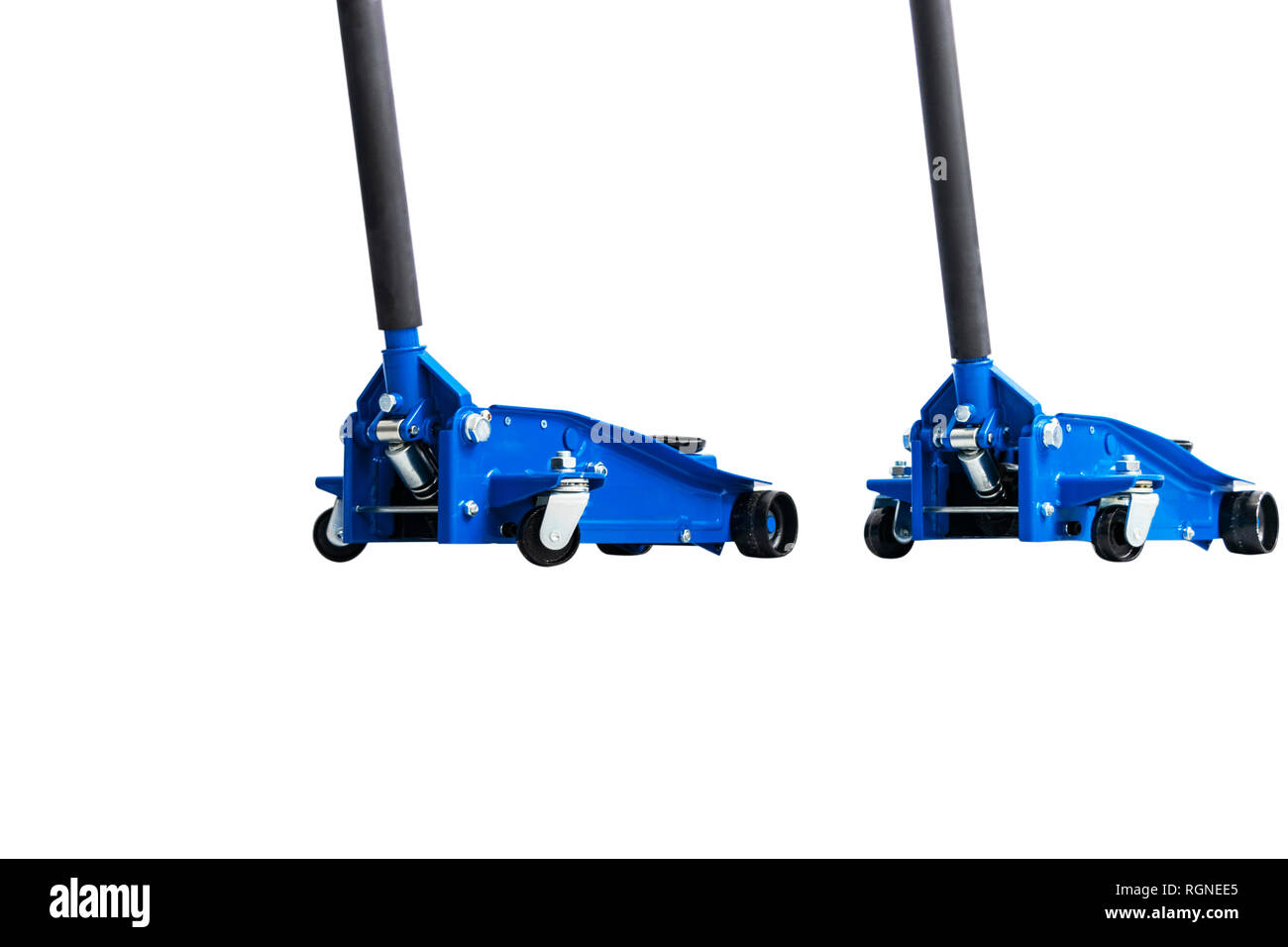 Hydraulische auto Wagenheber auf weißem Hintergrund. Auto heben. Blaue ...