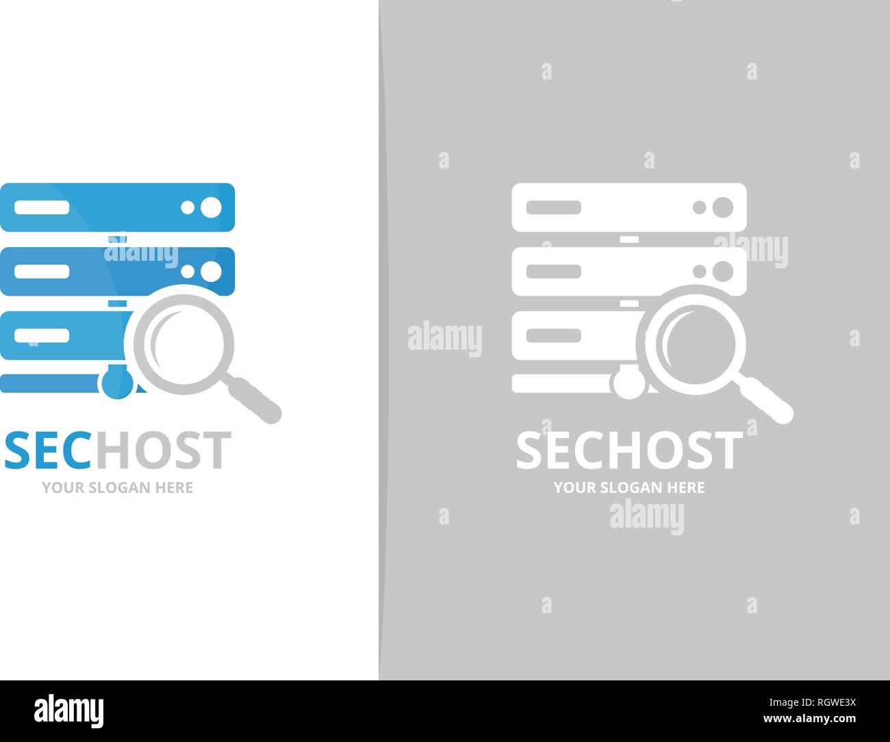 Vektor host und Lupe logo Kombination. Server und Vergrößerungsglas ...