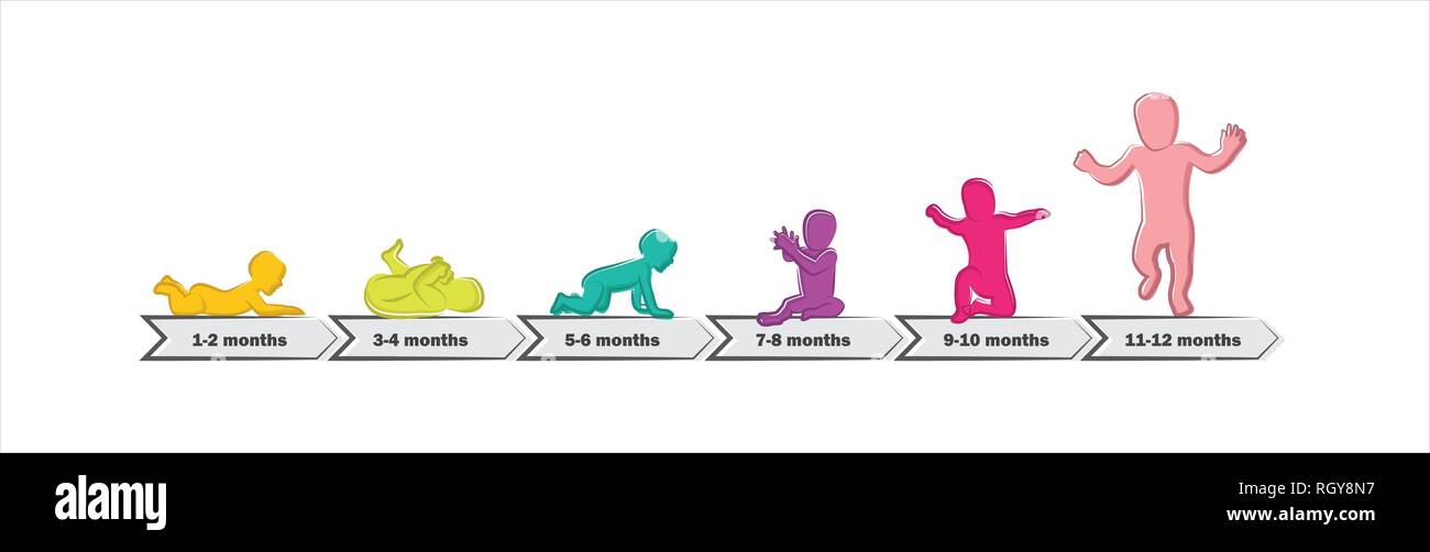 Baby Entwicklungsstufen Meilensteine zunächst ein Jahr. Timeline von ...
