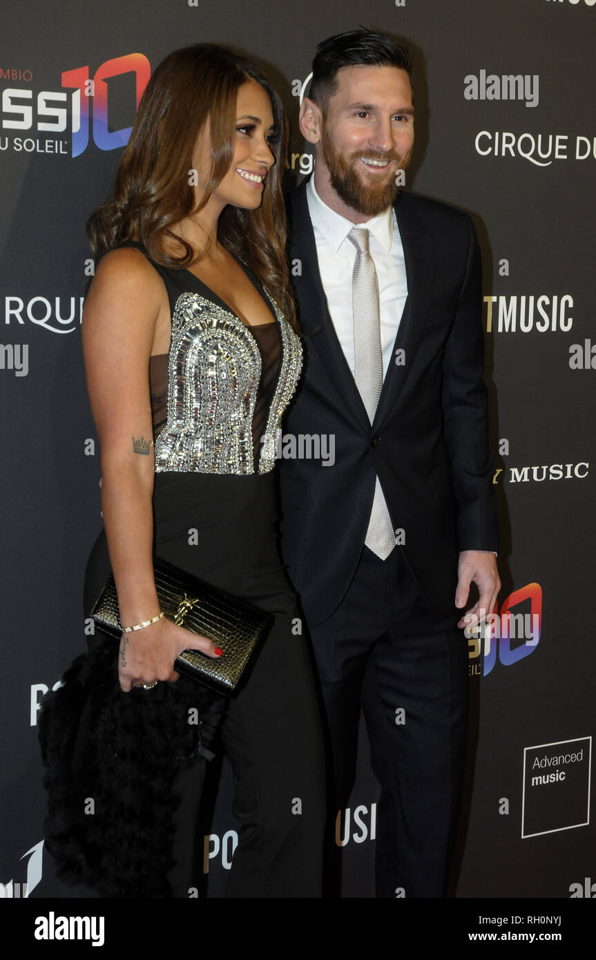 Barcelona, Spanien. 31.Januar 2019. Leo Messi und seine Frau Antonella ...