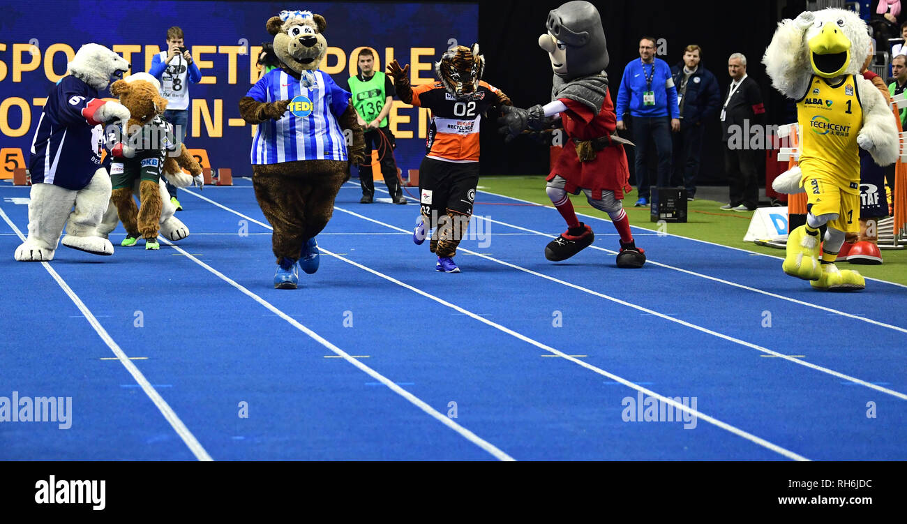 Berlin, Deutschland. 01 Feb, 2019. ISTAF Indoor, Maskottchen Rennen, 50 ...