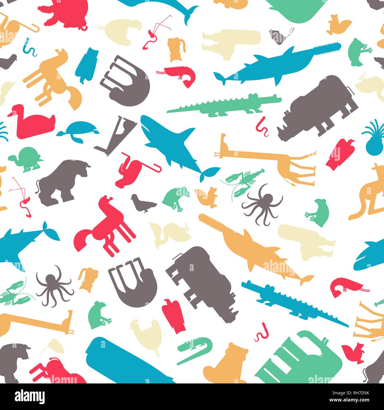 Tier Muster. Tier Hintergrund nahtlos. cute Cartoon Tiere. Dschungel ...