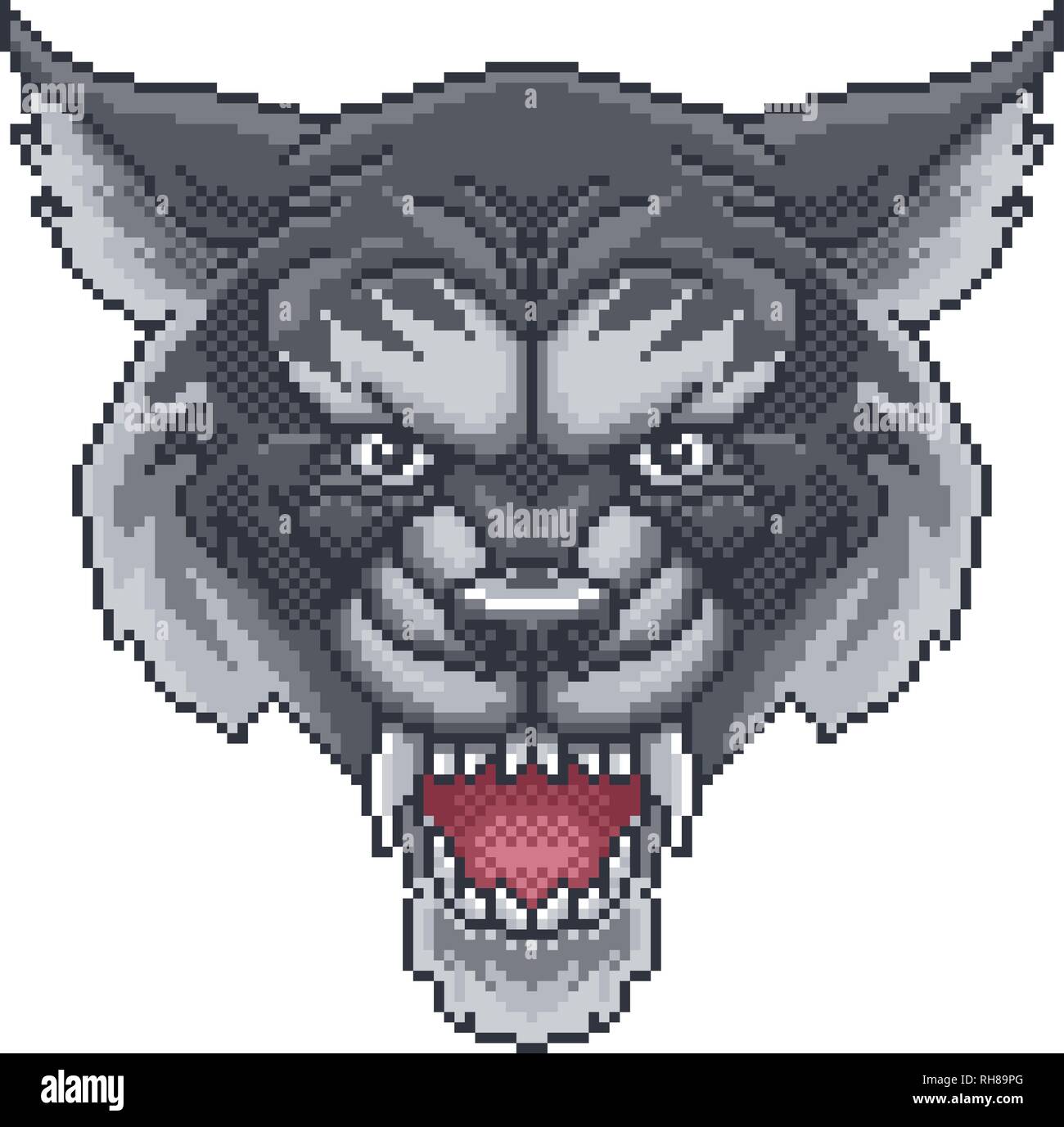 Wolf Pixel-art Arcade Game Cartoon Maskottchen Stock-Vektorgrafik - Alamy