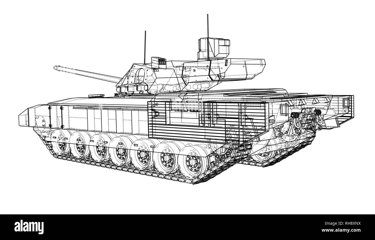 Blaupause von realistischen Tank Stock-Vektorgrafik - Alamy