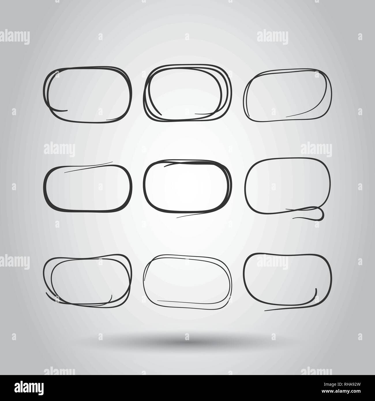 Festlegen der Hand gezeichnet scribble Kreise Linie Skizze. Vektor Rundschreiben scribble Doodle ...