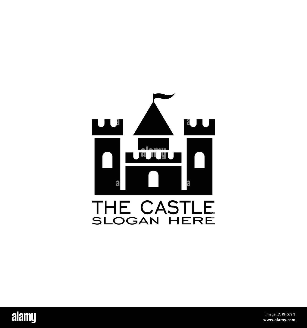 Schloss Logo Design, Burg vector silhouette Grafik flachbild Symbole ...