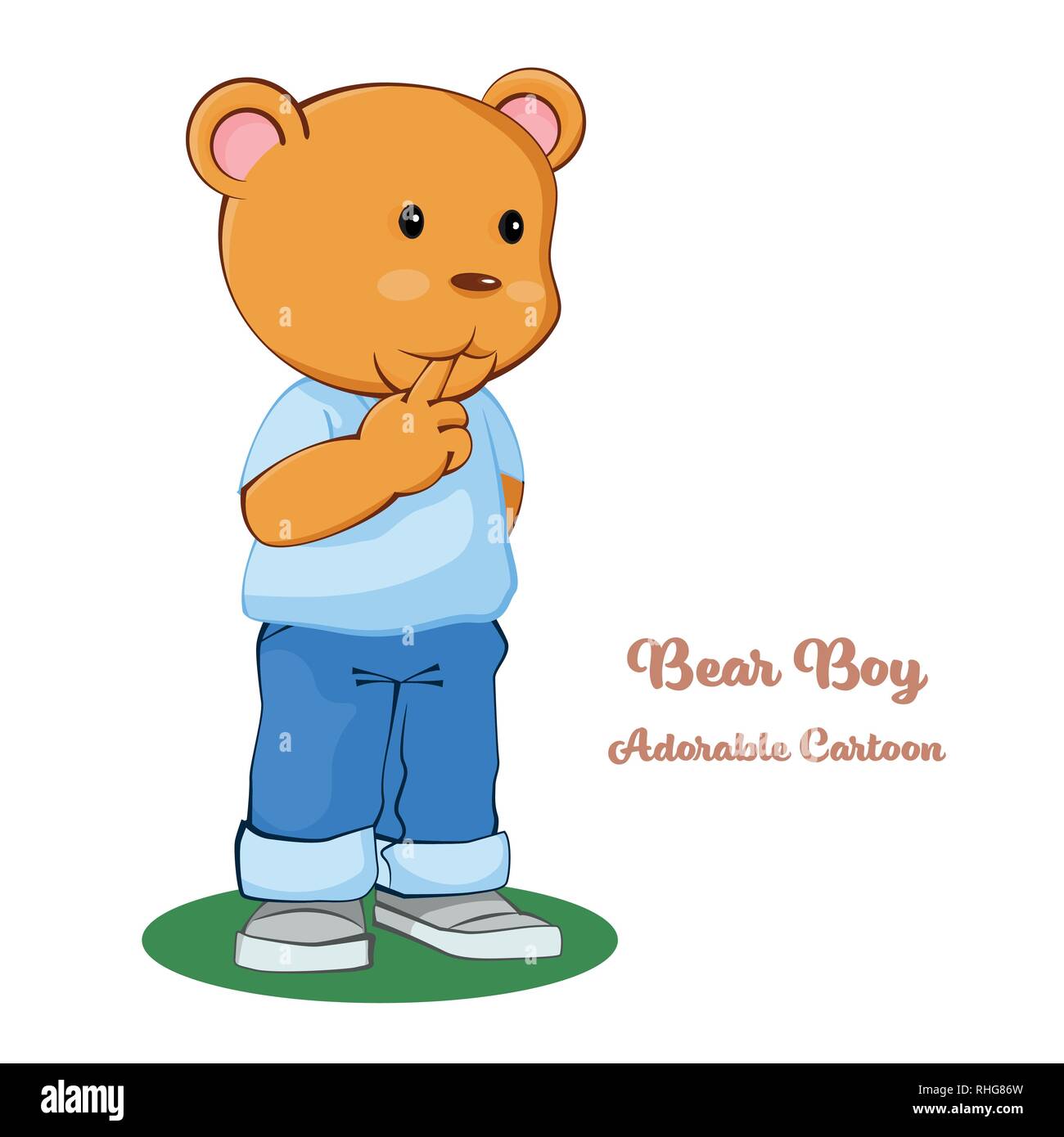 Adorable Cartoon, Junge, Tragen, stehen mit Denken. Cartoon Character ...