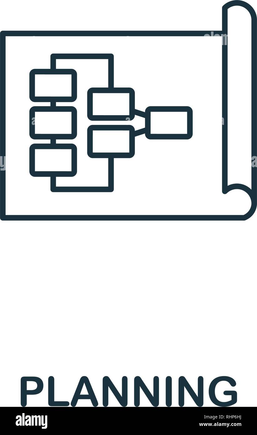 Planung Symbol. Dünne Umrandung creativePlanning Design von Soft Skills ...