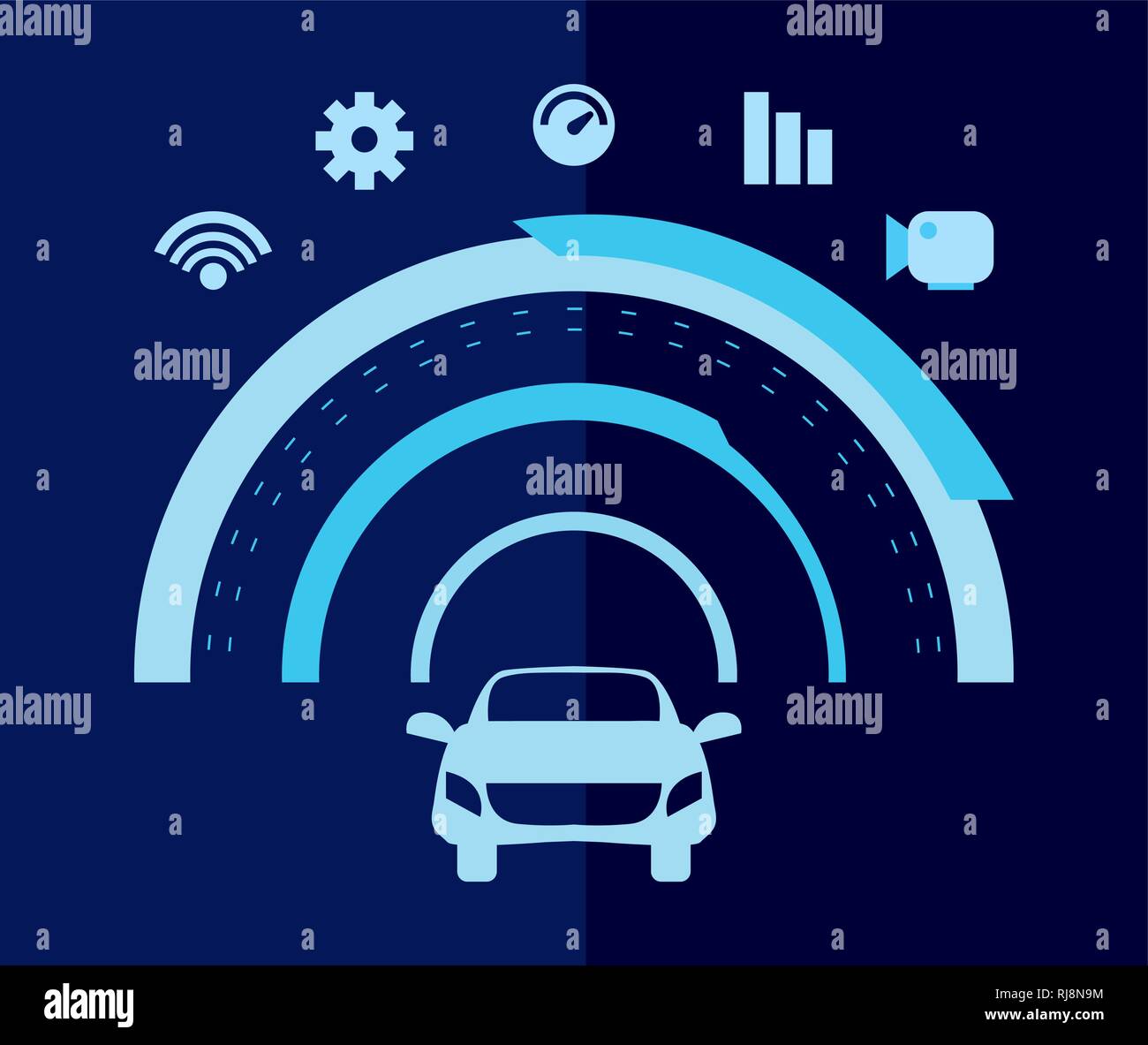 Autonome Smart Connection System Vector Illustration Stock-Vektorgrafik ...